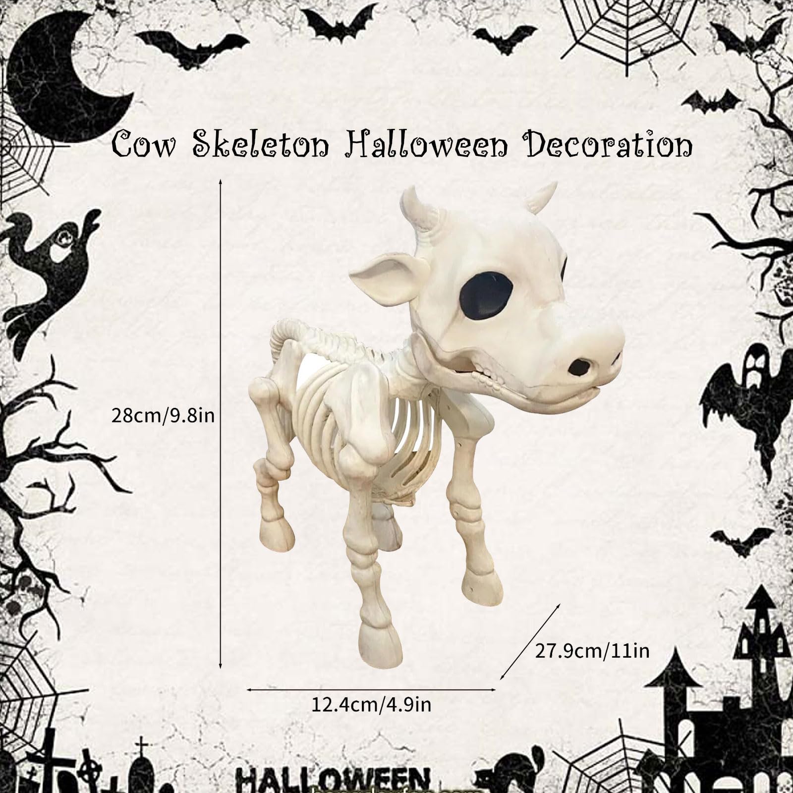 POUMANNI Cow Skeleton Halloween Decoration, Skeleton Cow Statue, Halloween Cow Skeleton, Cow Skeleton Halloween Decorative Prop, Skeleton Cow Halloween, 1PC