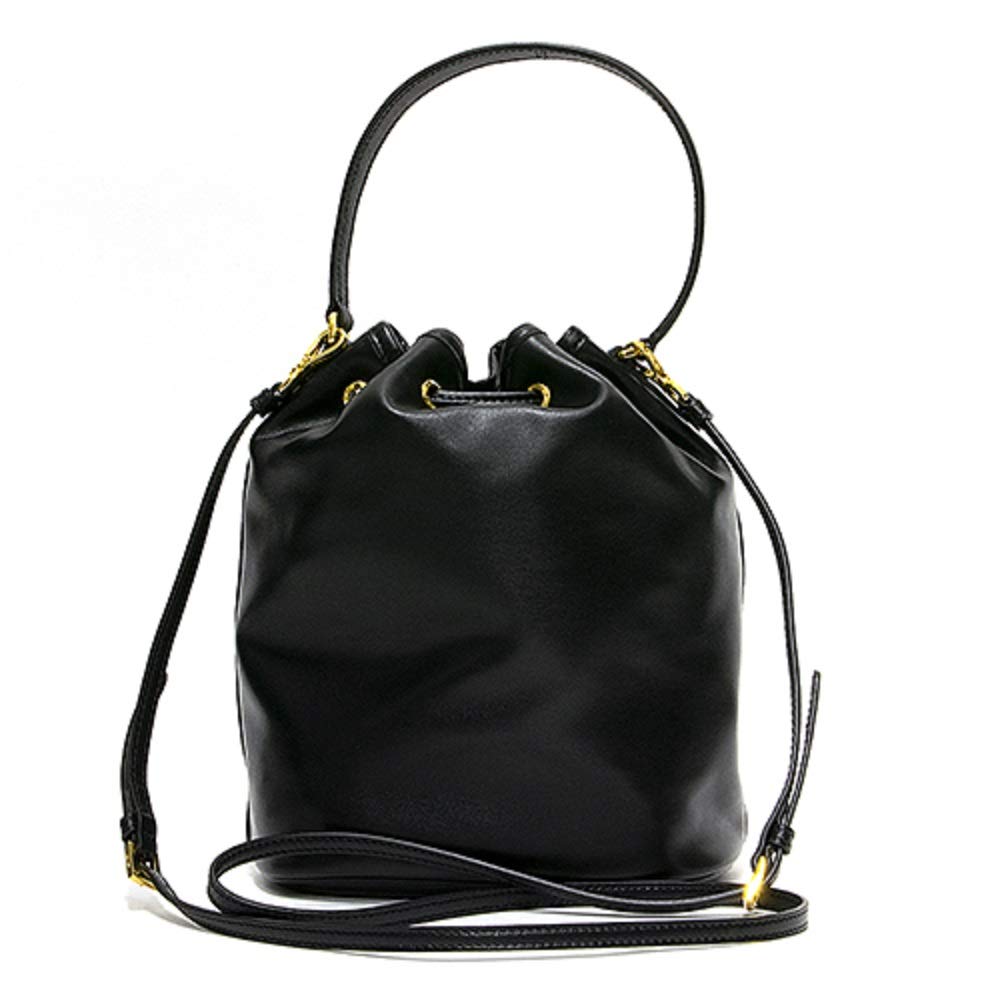 Prada Women's Sechiello Nero Black Glace Calf Leather Bucket Bag 1BH038 (Black)