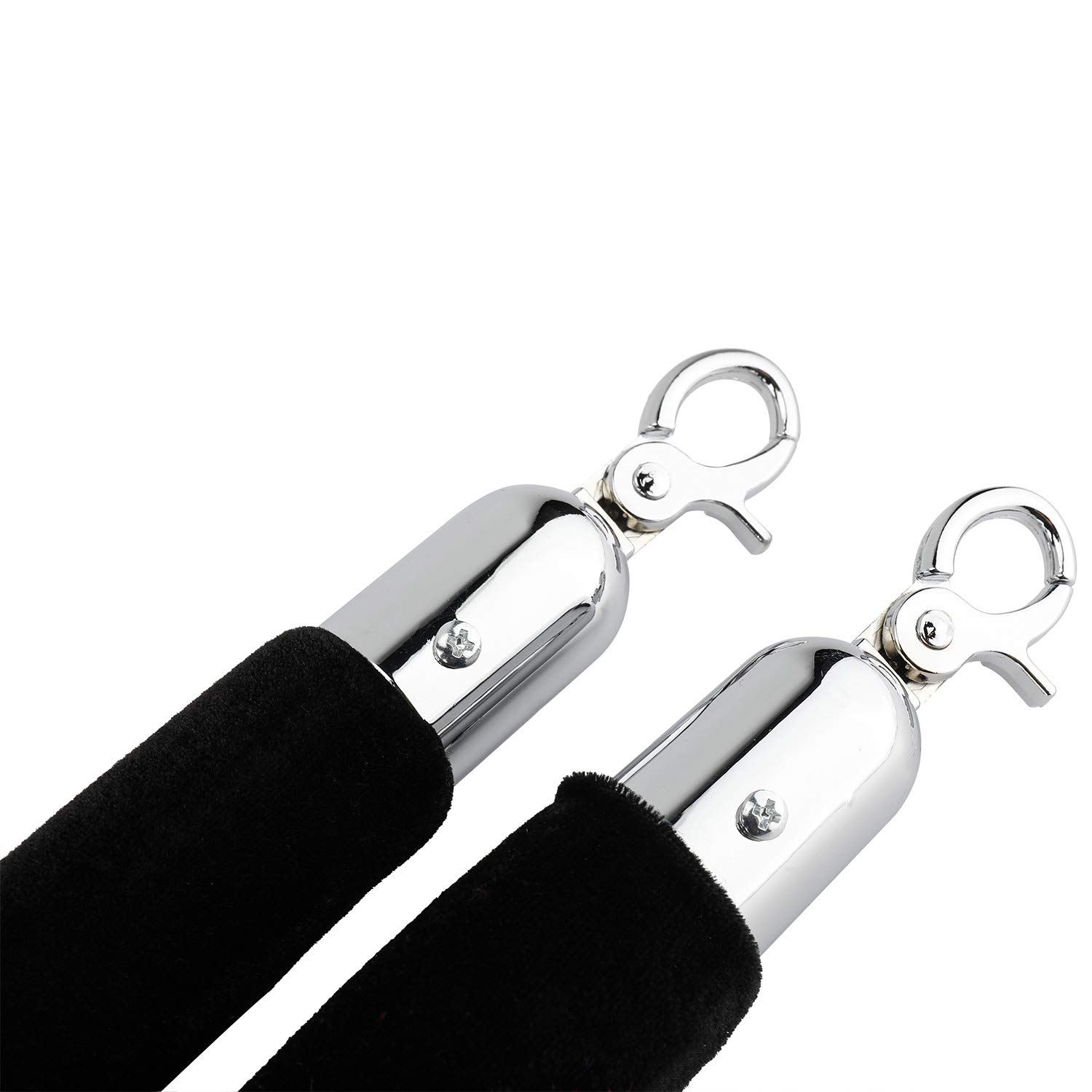 NovelBee 2 Pack of 6.6 Feet Velvet Rope with Stainless Steel Hooks,Crowd Control Stanchion Post Queue Line Barrier (Silver Hook, Black)