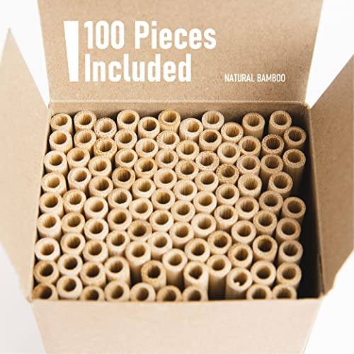 Thick & Heavy-Duty Compostable Bamboo Straws - Disposable & Biodegradable Straws for Cocktail Parties, Wedding, Barbeques, Coffee & On-the-Go Drinks by Taümo