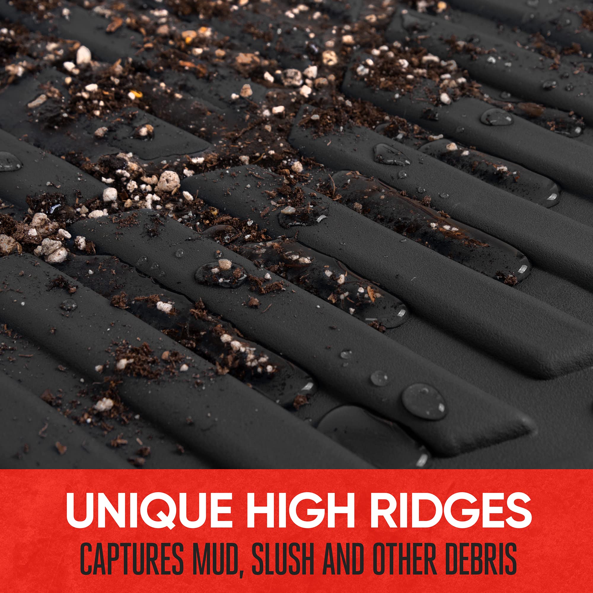 Motor Trend MT-921-BK FlexTough Tortoise - Heavy Duty Rubber Floor Mats for Car SUV Van & Truck - All Weather Protection - Deep Dish (Black)