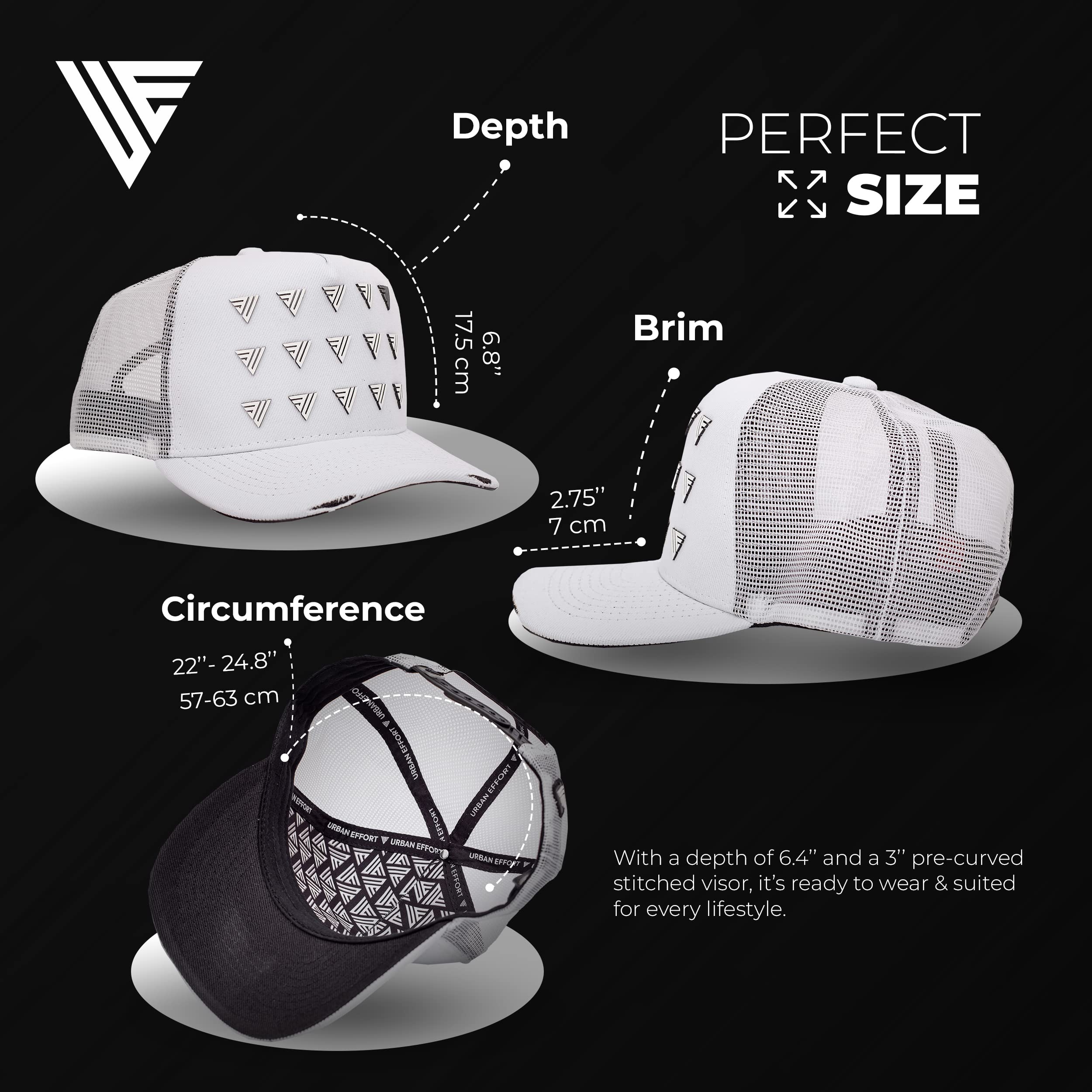 Urban Effort Snapback Trucker Hat | Breathable Mesh Baseball Cap for Men & Women | Adjustable Fit for Casual & Streetwear White