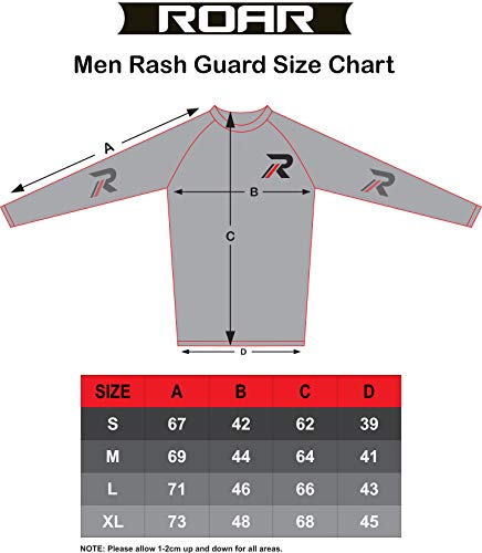 ROAR Long Sleeve MMA Rash Guard Cage Fight BJJ Wear No Gi Training Shirts (Black-Full-Sleeve, Medium)