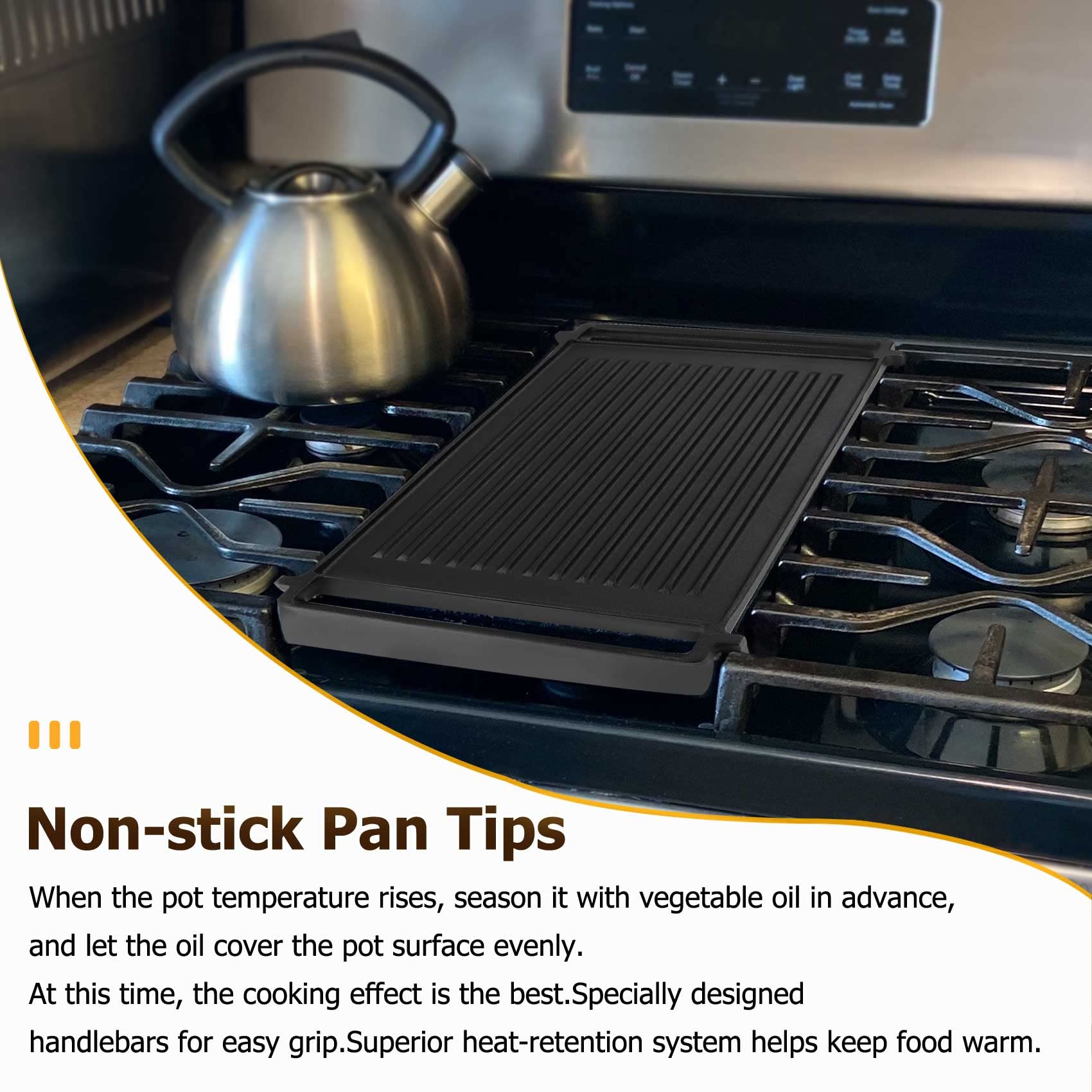 Upgraded WB31X24998 WB31X24738 Griddle Replacement Parts for ge Stove, Heavy Duty Cast Iron Reversible Griddle/Grill Combo Compatible With ge Stove Griddle(Not Universal),One tray-1 Year Warranty