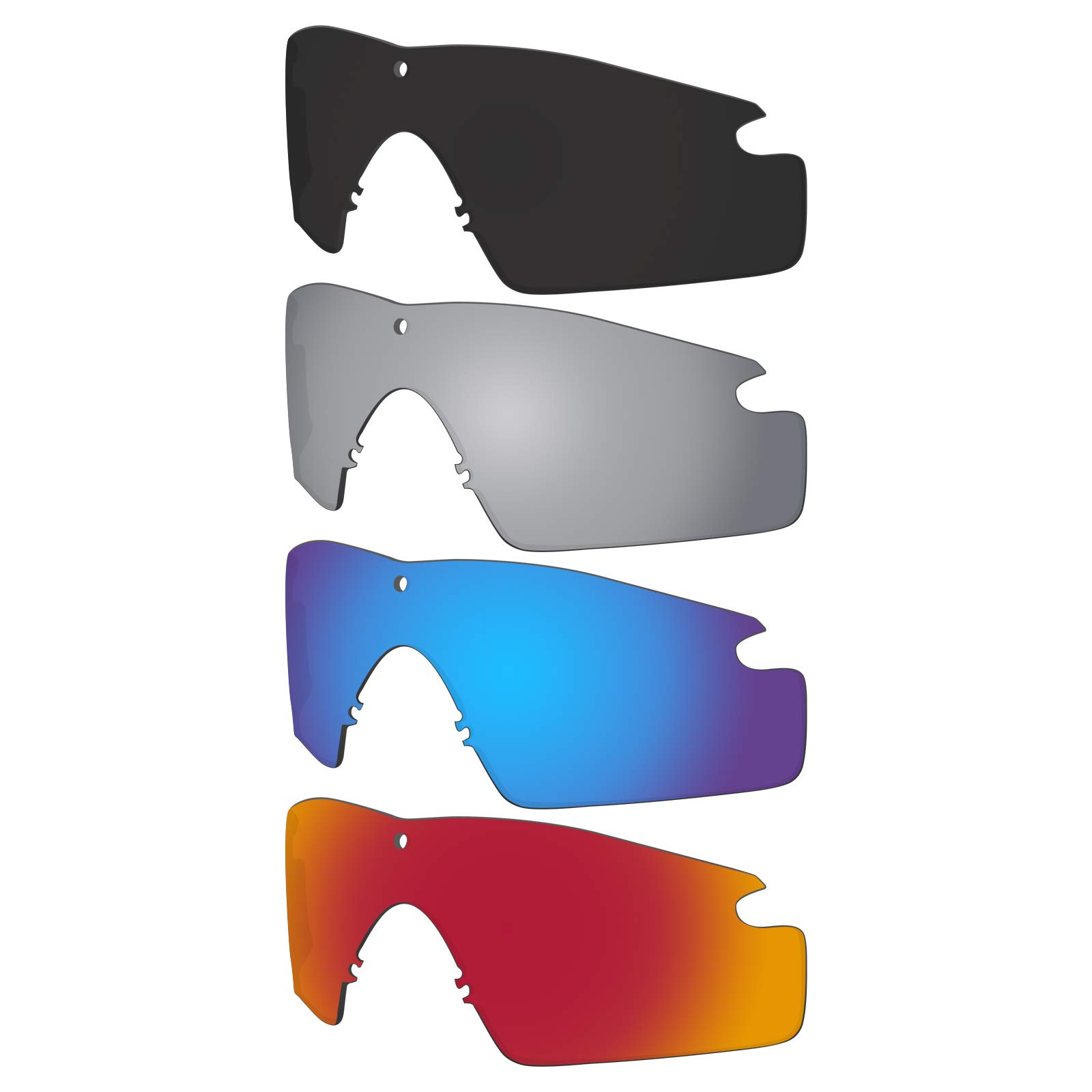 Predrox 4 Pieces Lenses Replacement for Oakley Si Ballistic M Frame 2.0 Sunglass Polarized - Dark Black & Silver Mirror & Blue Mirror & Red Mirror