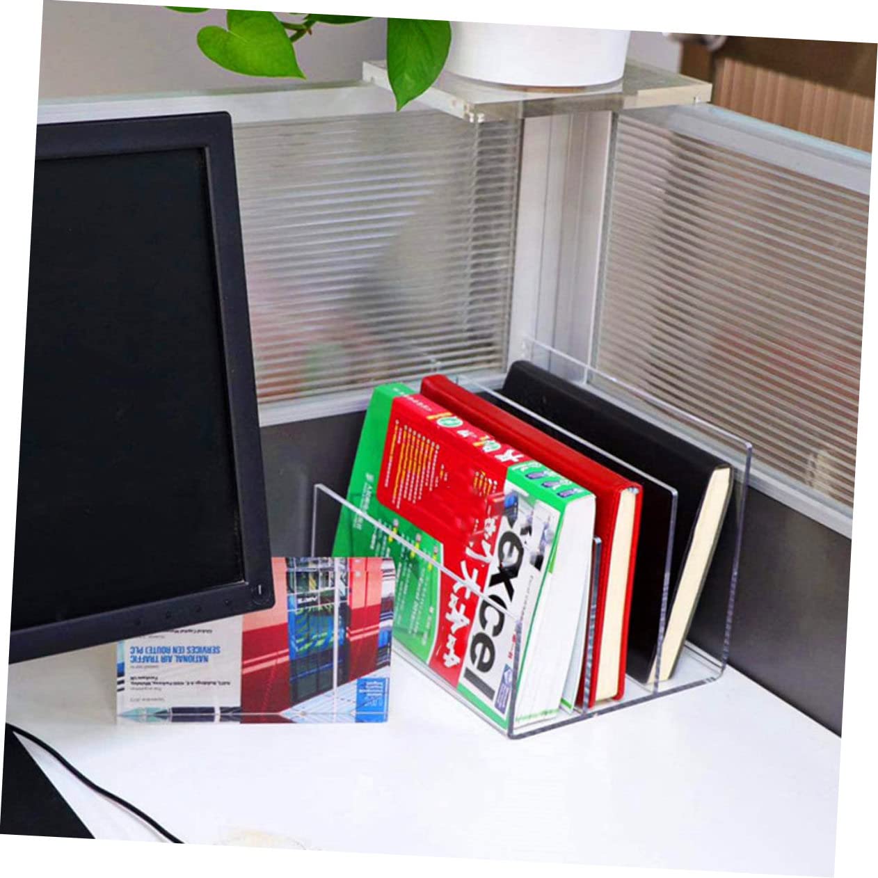 NUOBESTY Multi Compartment Storage Box bin Organizer envelopes Acrylic Holder Acrylic File Organizer File Rack File Folder Organizer Multi-Compartment File Sorter Desk Office Shelf