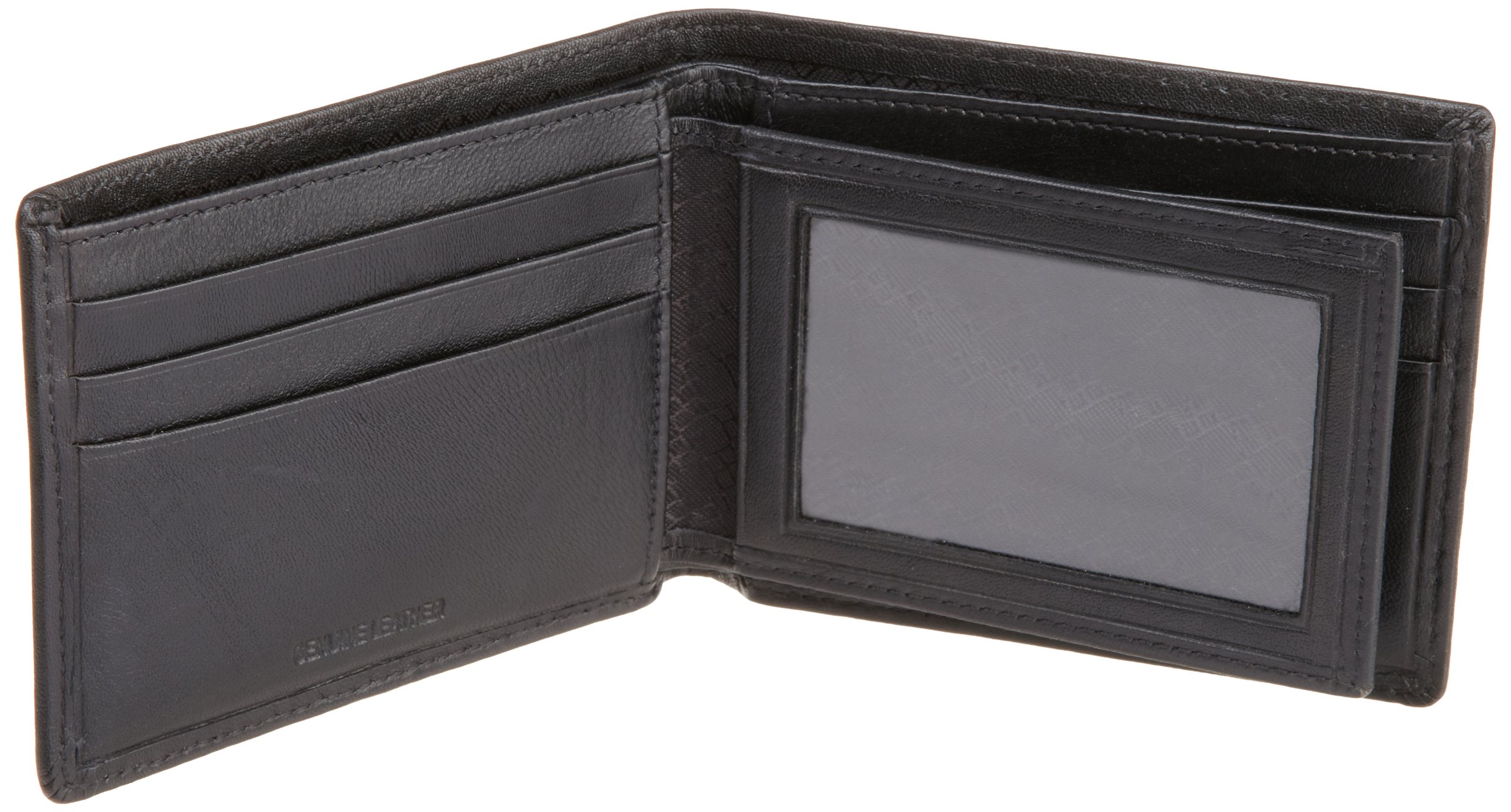 Perry Ellis Portfolio Men's Park Avenue Leather Wallet With Passcase, Black, One Size