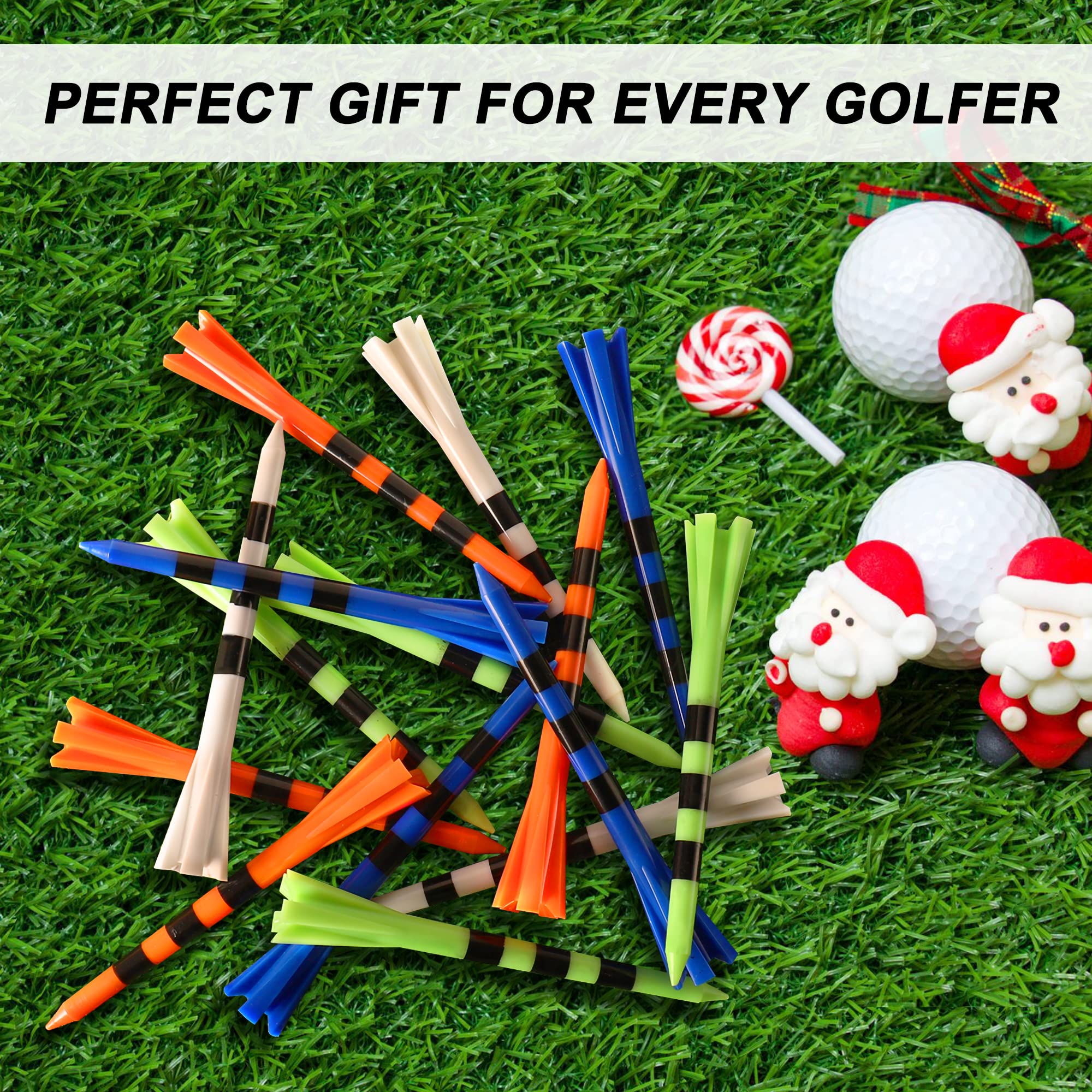 ToVii 3-1/4" Plastic Golf Tees 80 Pack | Reduces Friction & Side Spin 5 Prongs Golf Tees plastic (Orange/Blue)
