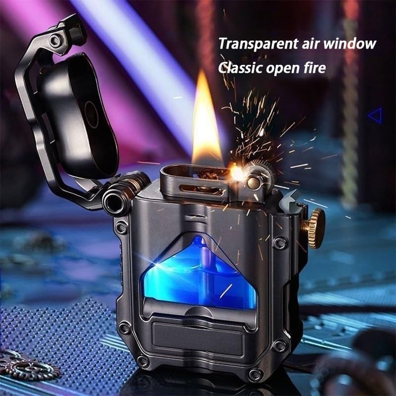 New Kerosene Lighter, Transparent Gas Window, Reusable, Easy to Carry, Suitable for Boyfriend Girlfriend, Daily Use (Color : C3)
