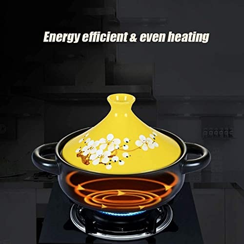 XuRX Hand Made Ceramic Tagine Pot 1.5L, Home Tagine Pot Cookware Lead Free Stew Casserole Slow Cooker for Home Kitchen 20cm