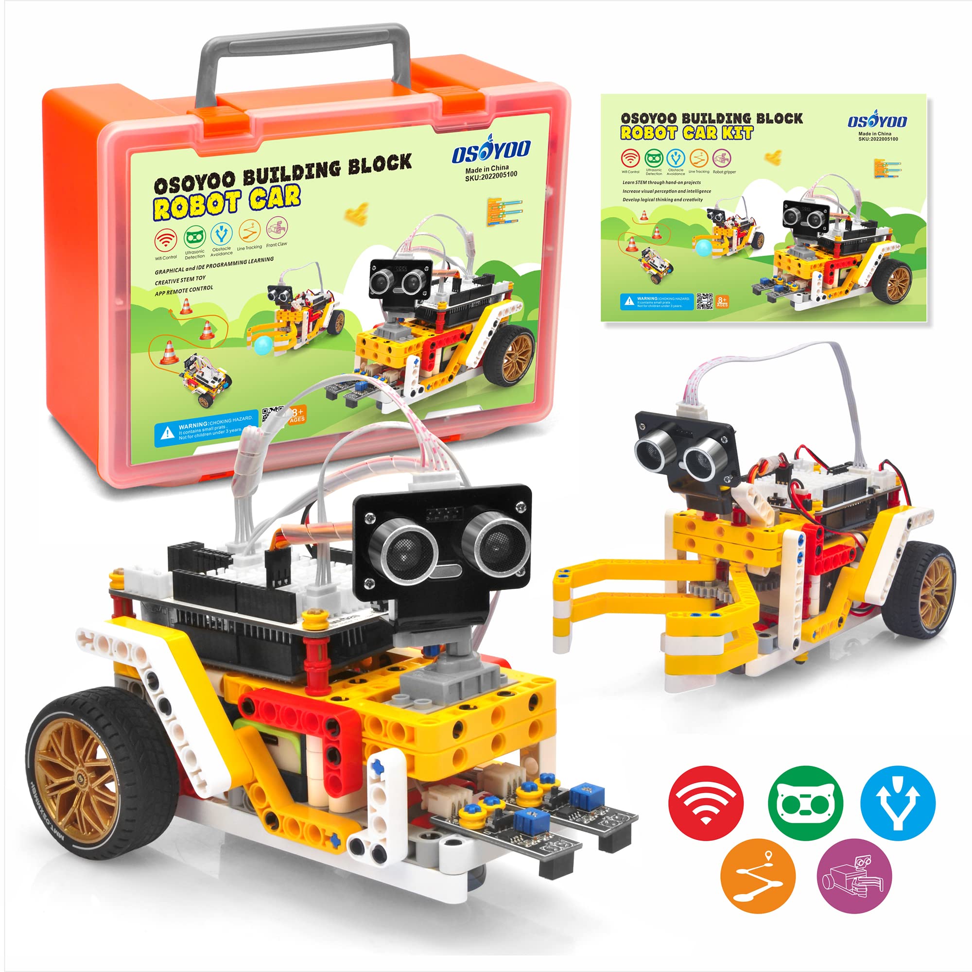 OSOYOO Building Block Robot car kit for Arduino as STEM Toy Gift for Kids Teenagers Adults to Learn Program Electronic Circuits, WiFi IOT Mechanical