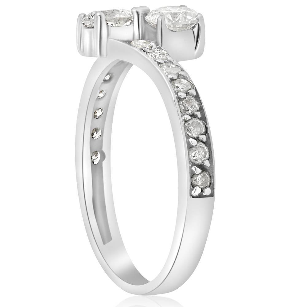 P3 POMPEII3 Forever Us Two Stone Round Diamond 1 Ct Solitaire Ring 14k White Gold - Size 10