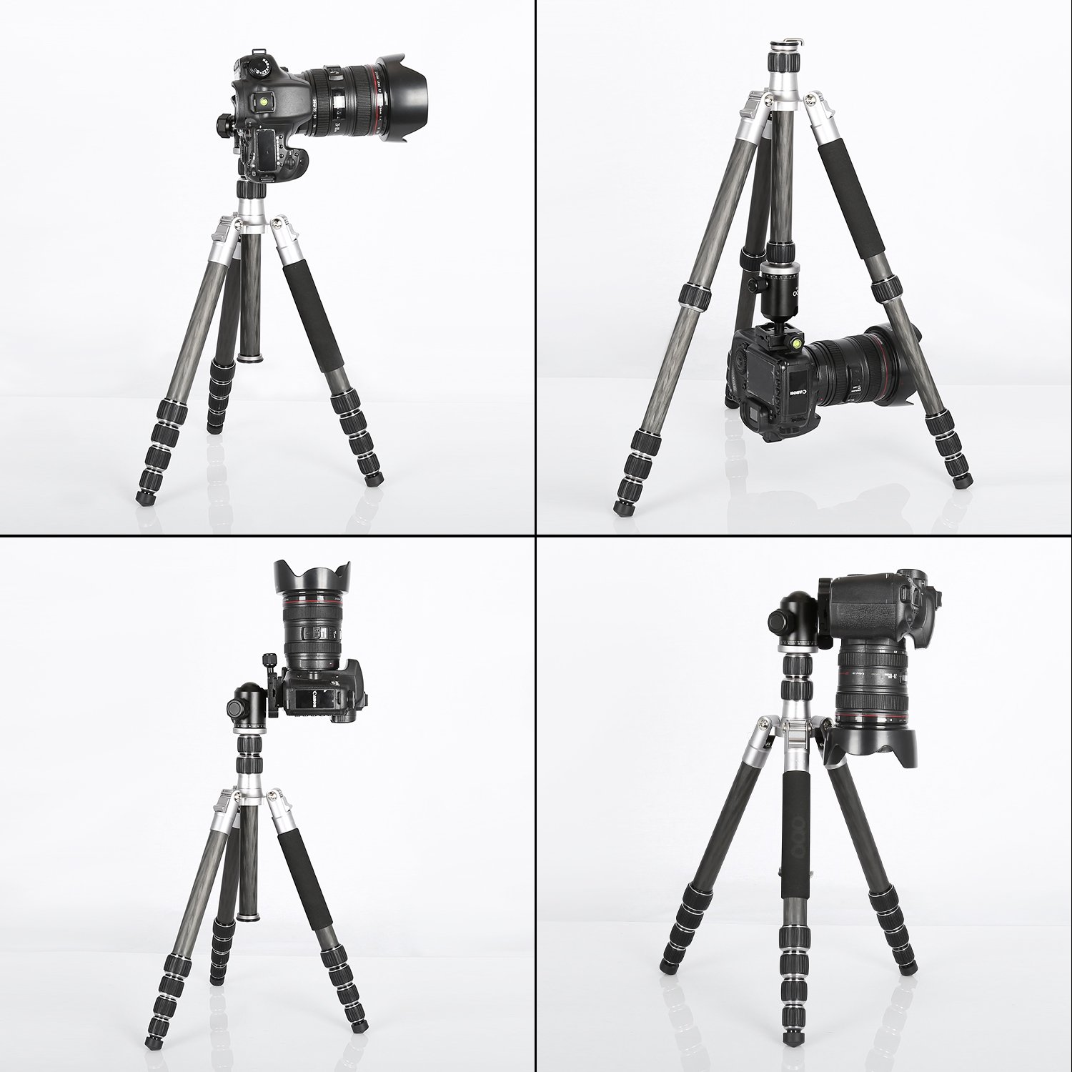 OBO N3 Carbon Fiber Camera Tripods for Digital DSLR Cameras with Quick Release Plate and Ball Head,Red and Black