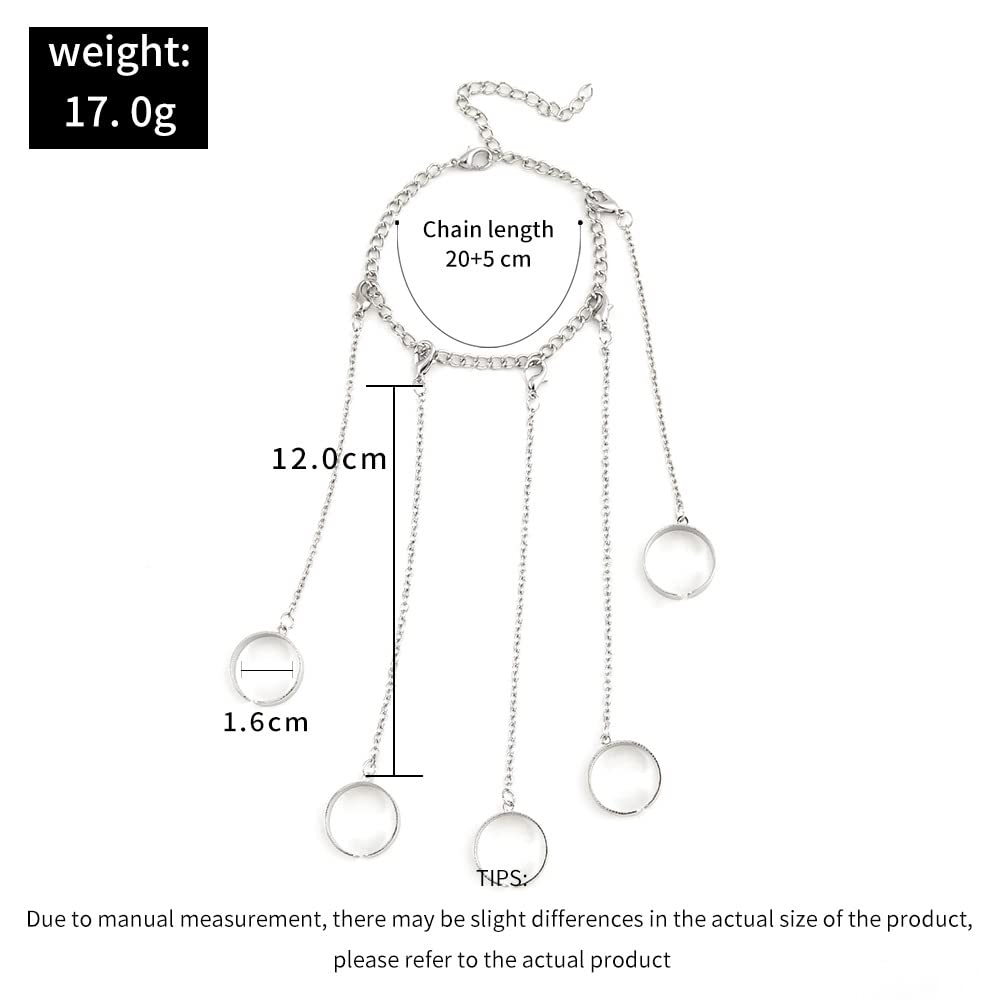 Sttiafay Punk Finger Ring Link Bracelet Adjustable Open Band Ring Chain Bracelet Hand Harness Slave Ring Bracelet Hand Accessories for Women Men
