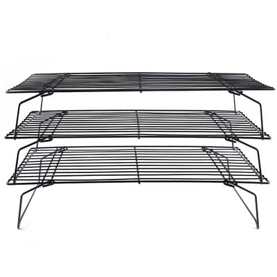 Three-layer Baking Cooling Rack Bread Cooling Rack Cake Rack Baking Tools Black Non-stick Cooling Rack Stackable