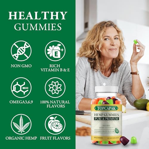 Natural Hemp Gummies Advanced Extra Strength High Potency Hemp Oil Extract Infused Gummy - for Adults - Low Sugar Rich in Omega 3 6 9 Made in USA
