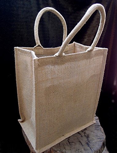 Natural Jute Burlap 6 Bottle Wine Tote Bag Reusable Jute Wine Carrier w/Divider (1)