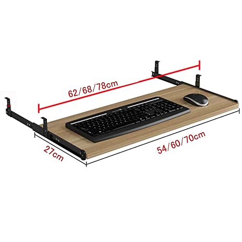 OM-PDD Computer Keyboard Stand Tilt, Under Desk Keyboard Tray Sliding Extra Wide, Keyboard Tray, Wooden, Rails Length 36cm, Long 54/60/ 70cm, Width 27cm