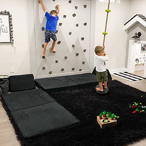 PAGISOFE Soft Rugs for Kids, Fuzzy Nursery Decor, 4x5.3 Feet, Black