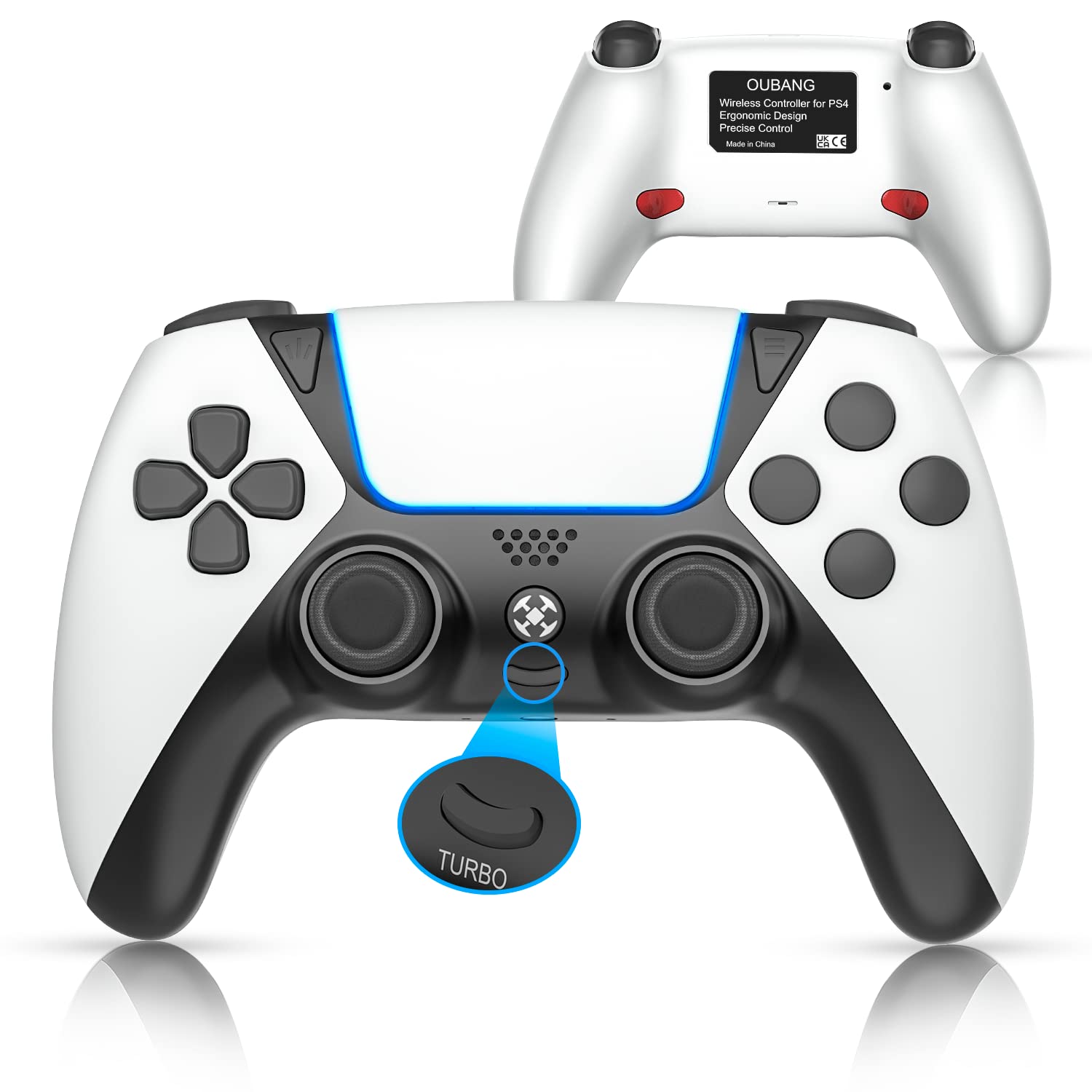 OUBANG Control for PS4 Controller, Game Remote for Elite PS4 Controller with Turbo, Steam Gamepad Work with Playstation 4 Controller with Back Paddle, Scuf Controllers for PS4/Pro/PC/IOS/Android Gamer