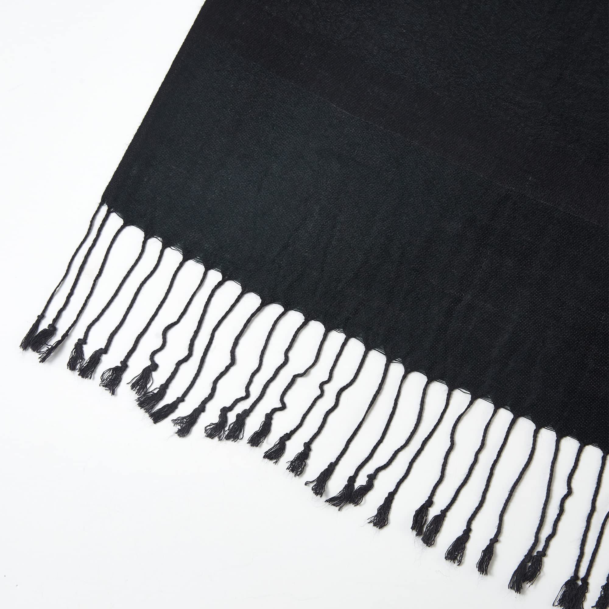 Paisley Pashmina Silk Scarf Shawl Jacquard Cashmere Wrap Stole Two Tones Reversible (Black)