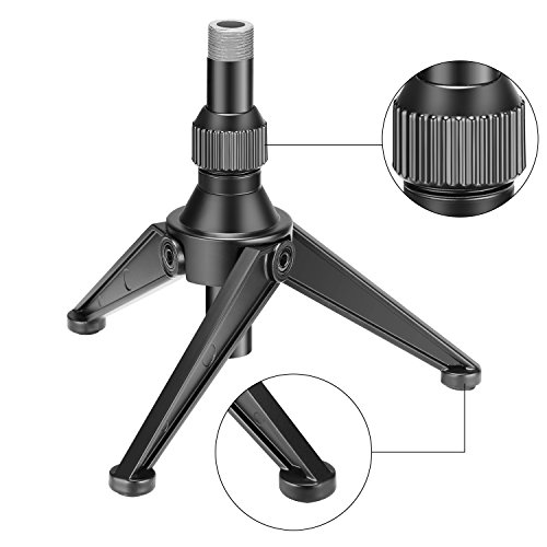 Neewer Foldable Iron Mini Desktop Microphone Tripod Stand, Adjustable Height 4.9-7.5 inches/12.5-19 centimeters for Lectures, Podcasts, Online Chat, Meeting, Screencasts and More (NW-050)