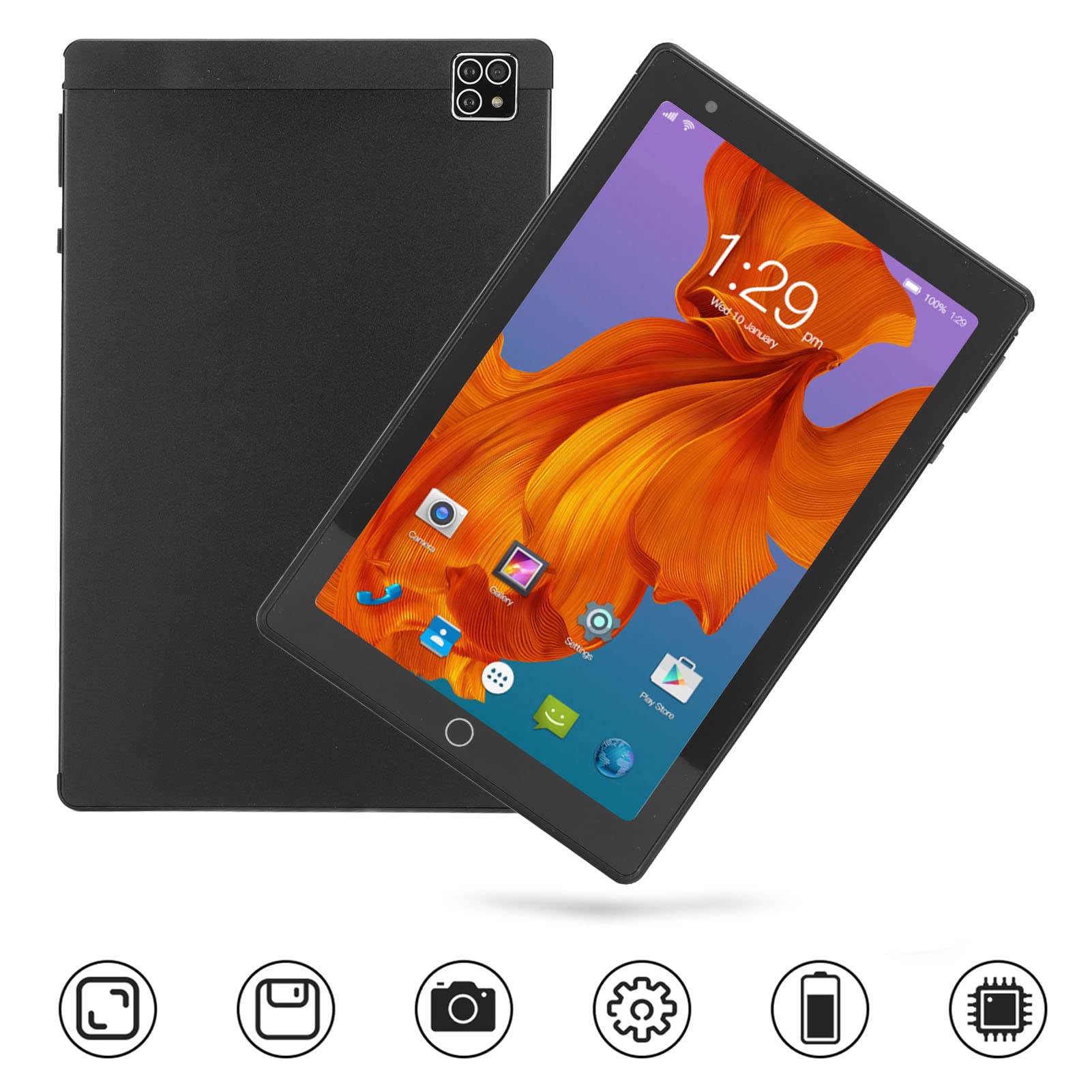 Pomya Tablet 8 Inch for 10, Octa Core Processor, 4GB 64GB Storage, Dual Camera, Sim Card Slot, WiFi, 4.2, GPS, HD Voice Call, 128GB Expand, 1920x1200 IPS