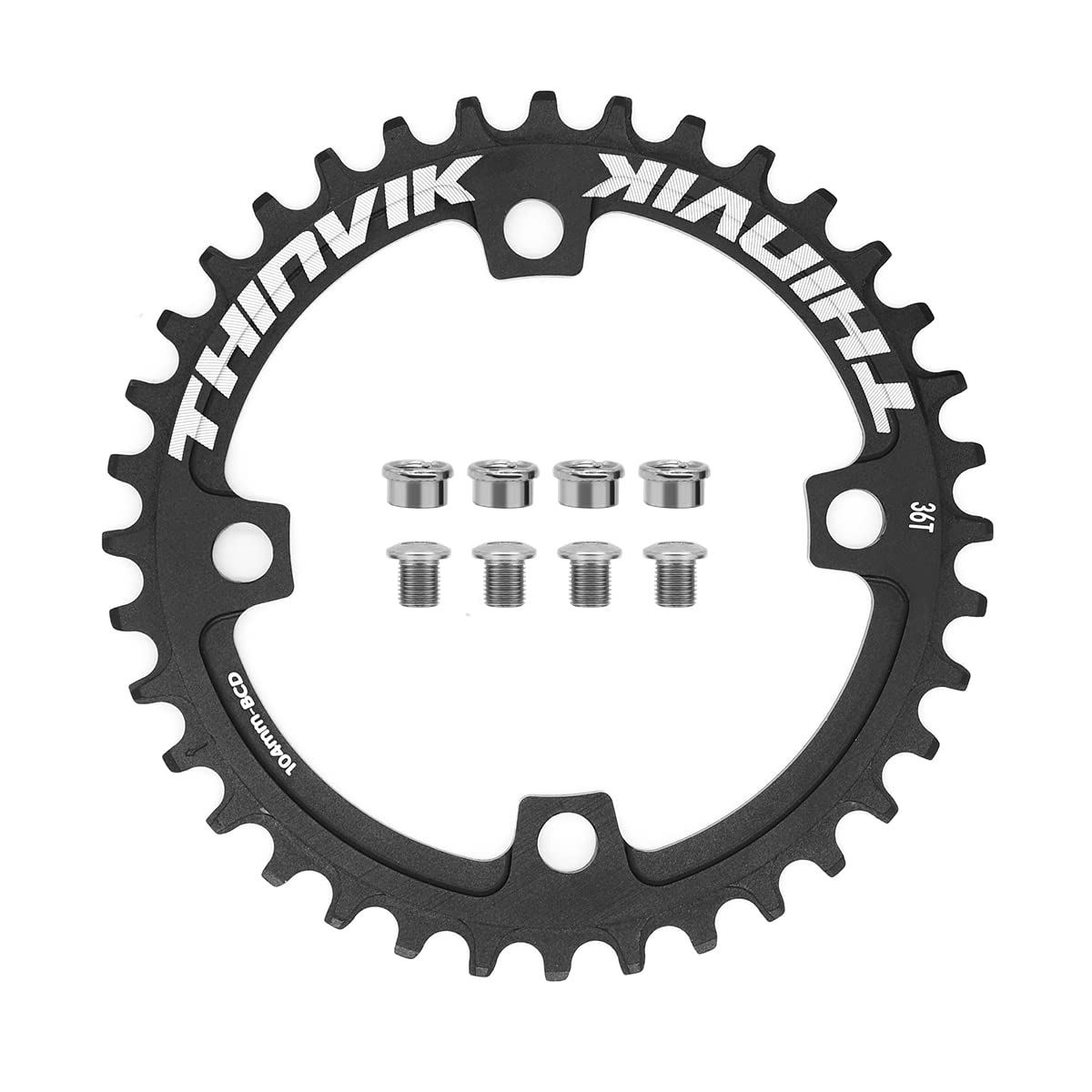 Thinvik Narrow Wide Single Chainring 104mm BCD 32T 34T 36T 38T. Round Oval Bike Chainring 8 9 10 11 12 Speed for Mountain Bike MTB e-Bike Fat Bike Anti-Oxidation 7075 T6 Aluminium Alloy - Round 32t