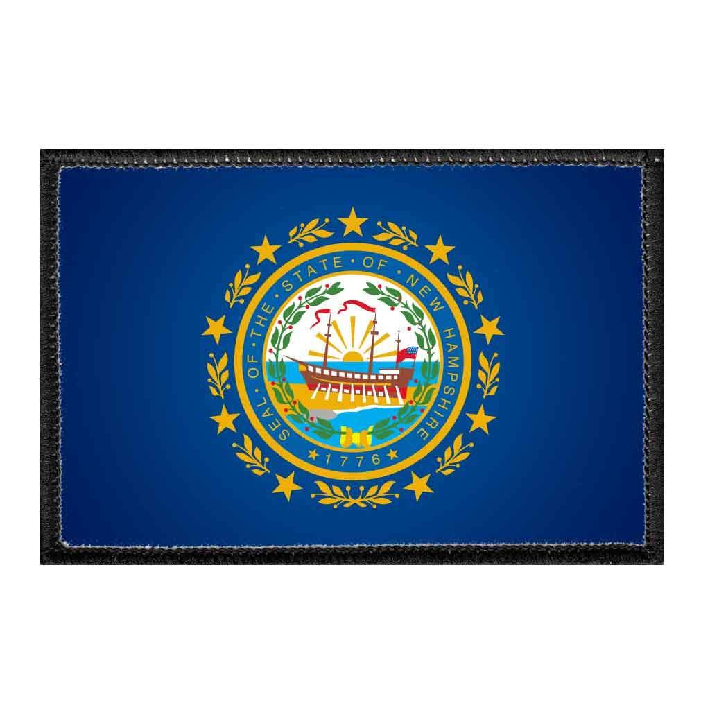 New Hampshire State Flag - Color | Hook and Loop Attach for Hats, Jeans, Vest, Coat | 2x3 in | by Pull Patch
