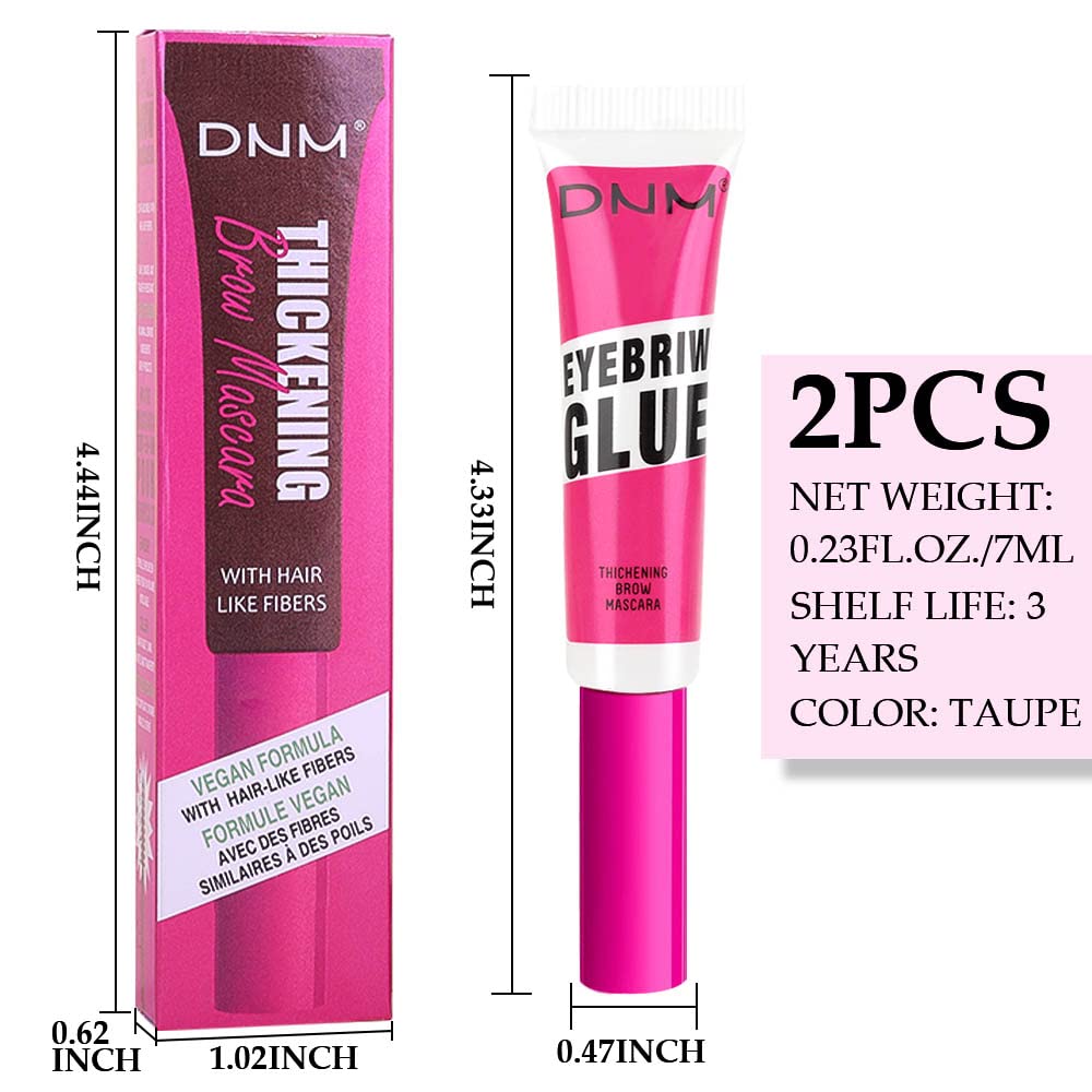 Tinted Thickening Brow Mascara,Brow Fast Sculpt,Waterproof, Transfer-proof, Brush to Fill in Eyebrows and Cover Gray Hairs - Cruelty Free - Light Medium Brown (2pcs 09 transparent brow glue)