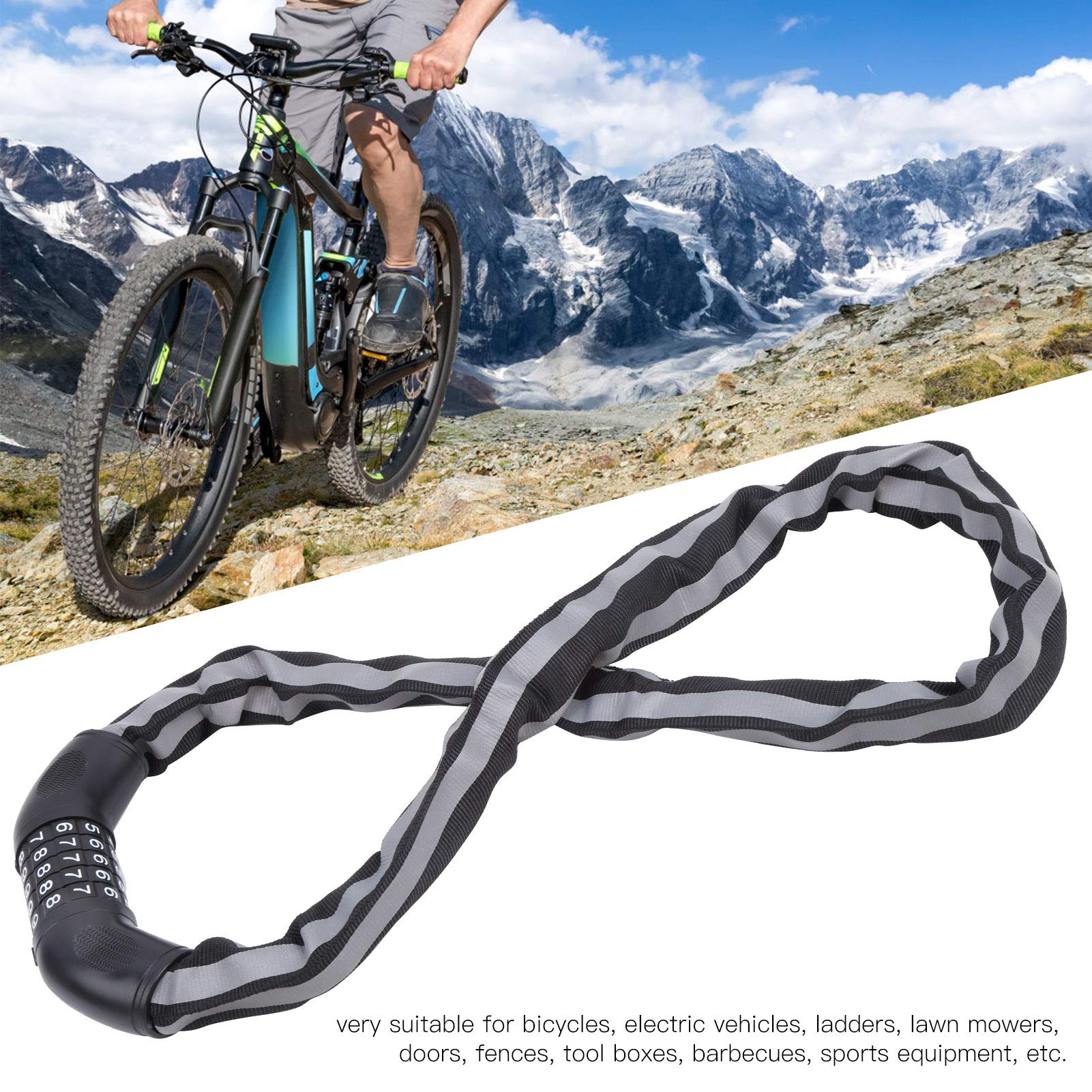 Vakitar Bike Antitheft Coded Lock Cable Lock Keyless Five Password Reflective