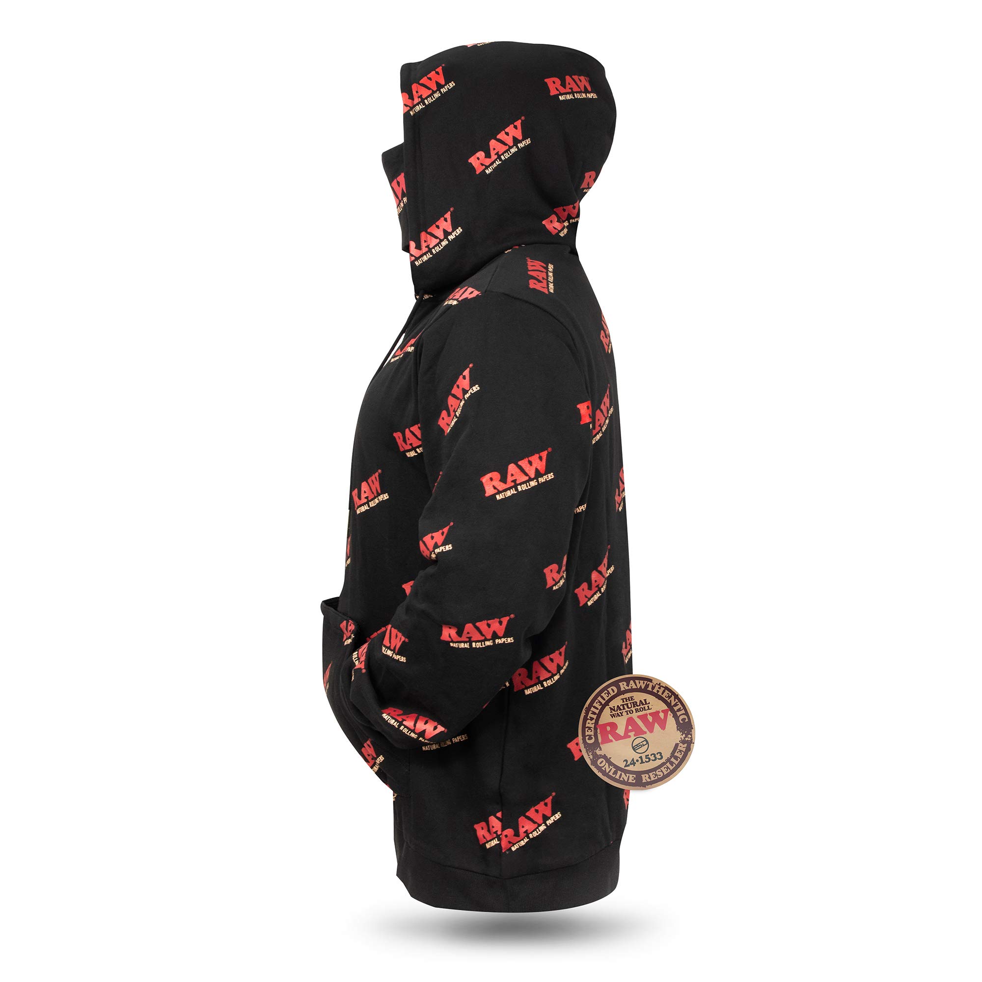 Rolling Papers RAW Rawler Hoodie | Multi function Smokers Hoodie with Face Mask - Size Medium