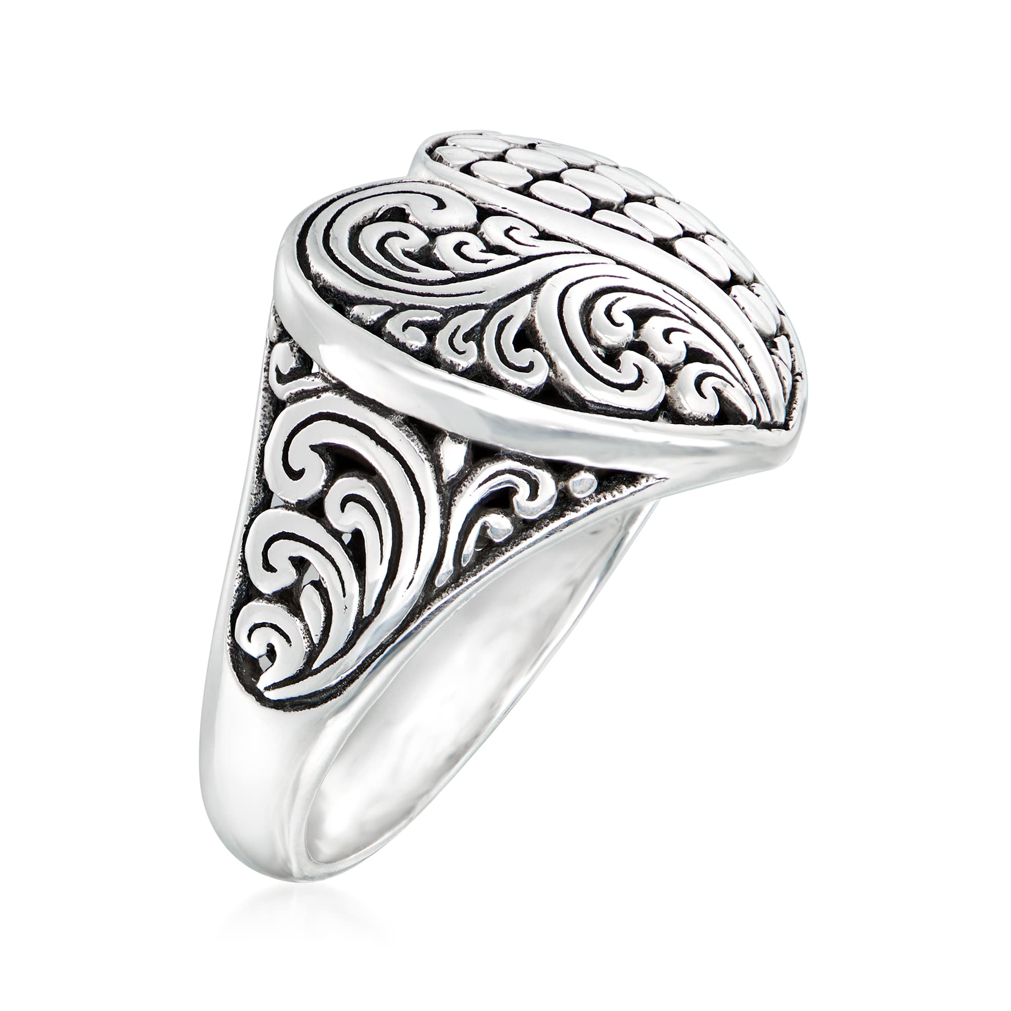 Ross-Simons Sterling Silver Bali-Style Heart Ring. Size 8