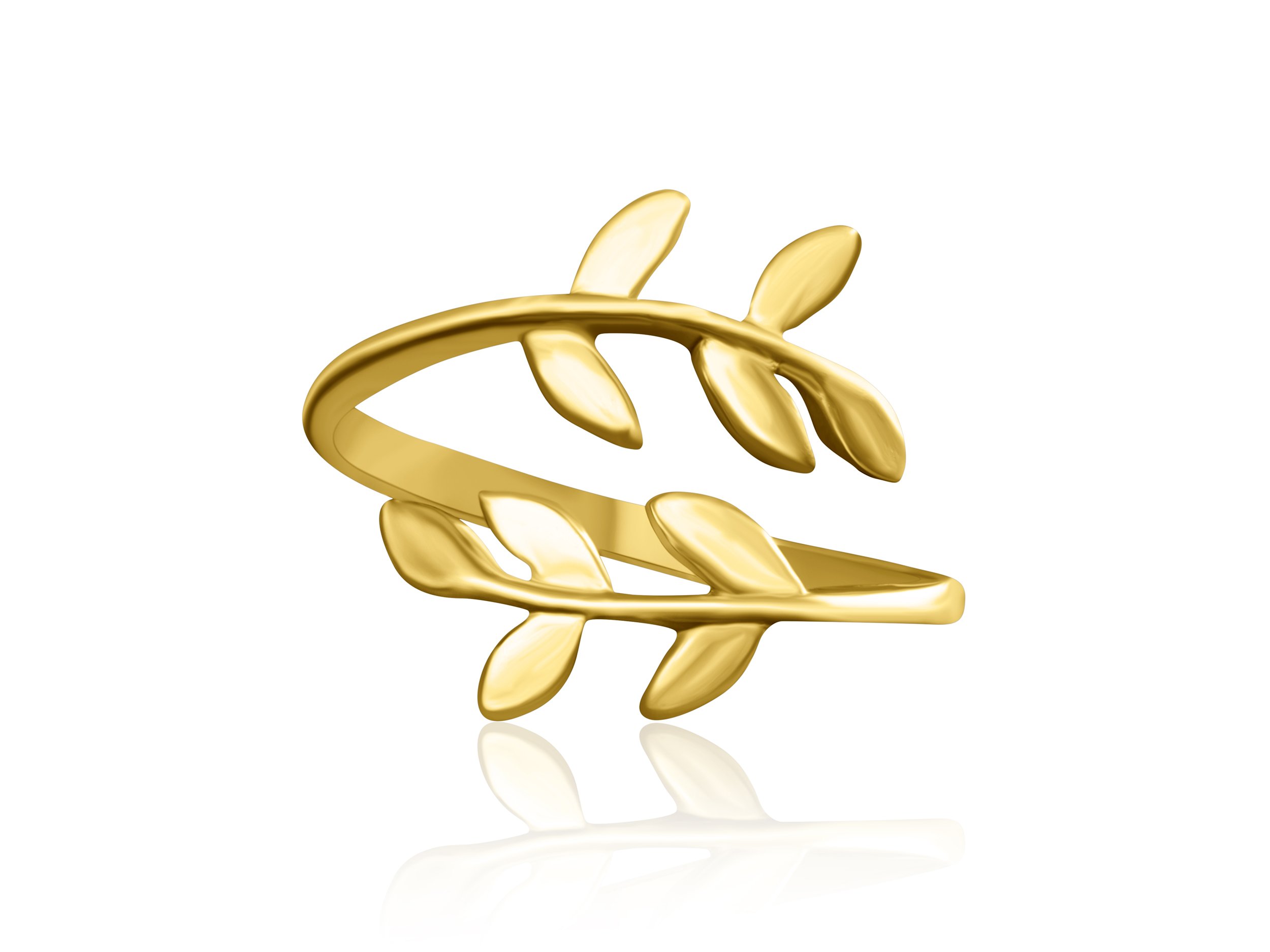 ONDAISY 14K Matte Gold Plated Bff Best Friends Bohemian Boho Jewelry Tree Flower Leaves Laurel Leaf Knuckle Toe Adjustable Band Ring