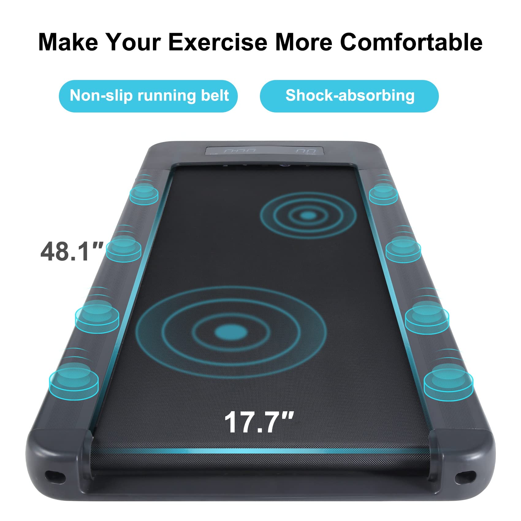 Under Desk Treadmill for Home, RUNOW Walking Pad Treadmill with Lager Running Surface and LED Display, Electric Portable Walking Running Treadmills for Office
