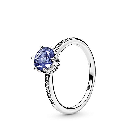 PANDORA Blue Sparkling Crown 925 Sterling Silver Ring, Size: EUR-58, US-8.5-198289NSWB-58