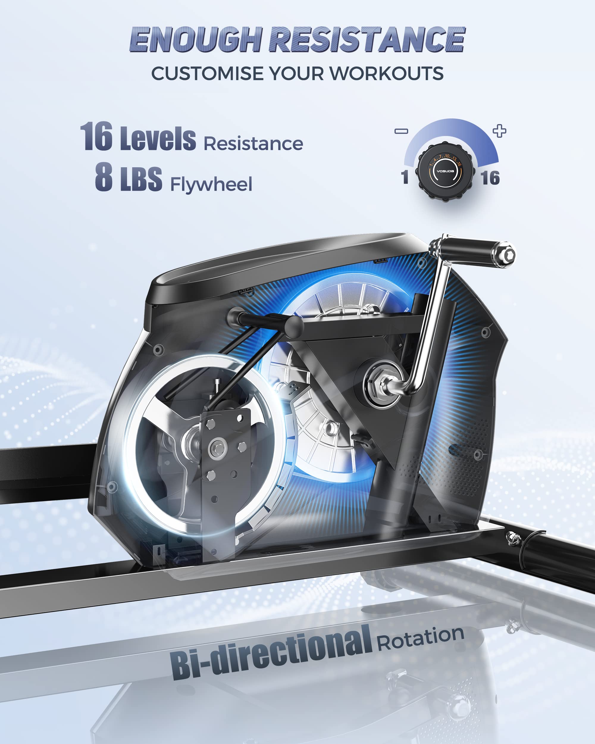 YOSUDA Compact Elliptical Machine - Elliptical Machine for Home Use with Hyper-Quiet Magnetic Drive System, 16 Levels Adjustable Resistance, with LCD Monitor