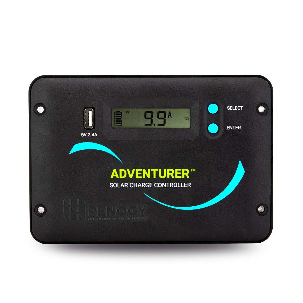Renogy Adventurer 30A 12V/24V Negative Ground PWM Flush Mount Charge Controller with LCD Display, Compatible with Sealed, Gel, Flooded and Lithium Batteries (Renewed)
