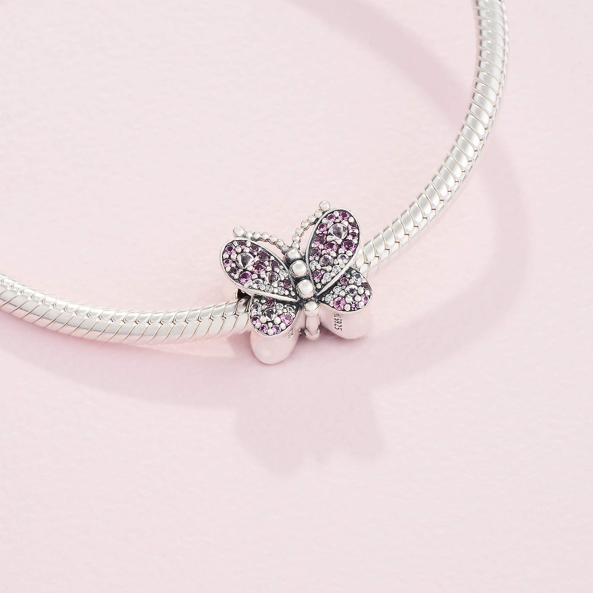 PANDORA Dazzling Pink Butterfly 925 Sterling Silver Charm - 797882NCCMX