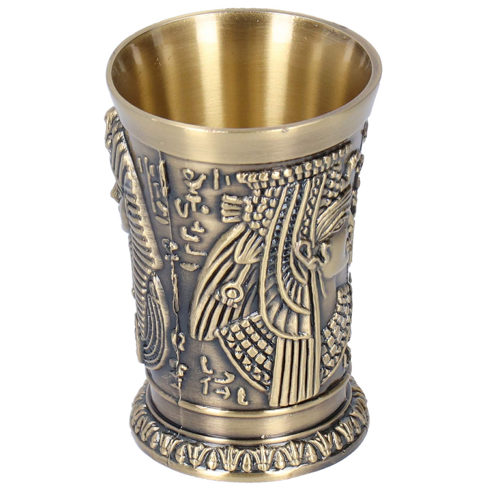 Tiiyee Metal Vintage Shot Glass, Collectible Egyptian Wine Glass Innovative Carving Pattern Drinking Sip Cocktail Creative Cup for Home Office Bar Collect Weddings Home Decor Ornaments Blessings