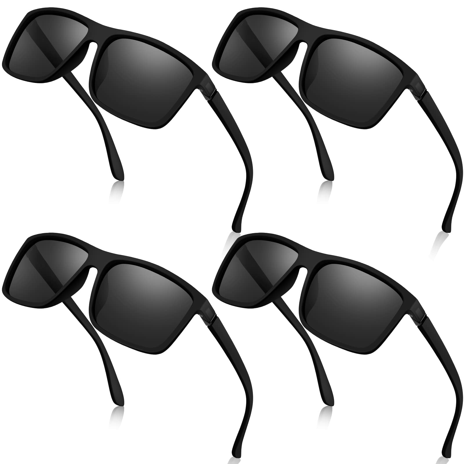 WFEANG Polarized Sport Sunglasses for Men Women Buy One Get One Rectangular Vintage Sunglasses UV400 Protection (4Pack Grey Black)