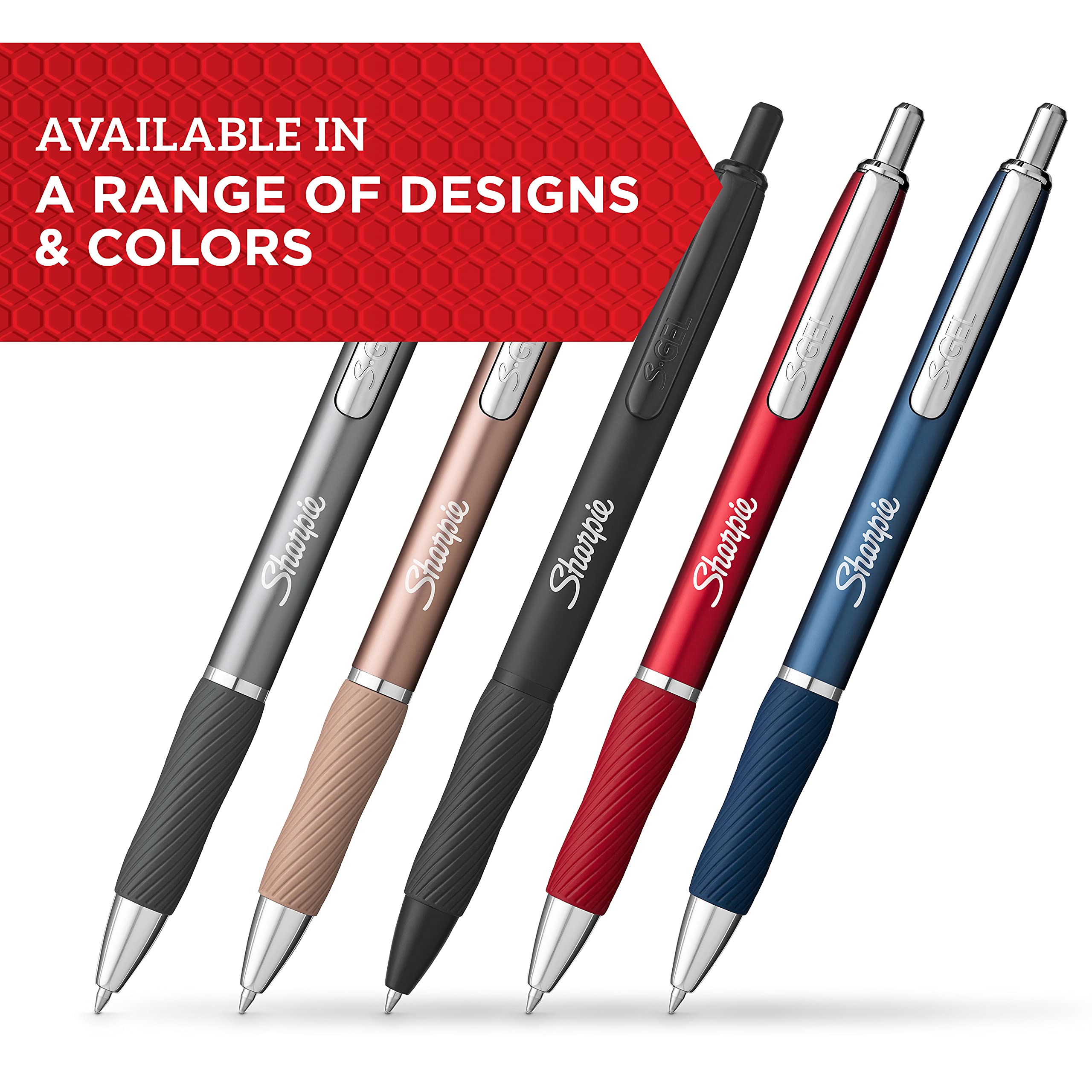 Sharpie S-Gel, Gel Pens, Sleek Metal Barrel, Midnight Blue, Medium Point (0.7mm), Black Ink, 4 Count