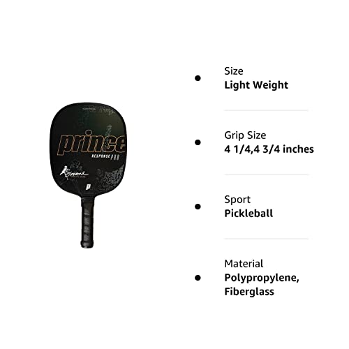 Response Pro Composite Pickleball Paddle - Simone Jardim Black - Large (4 3/8") - Lightweight