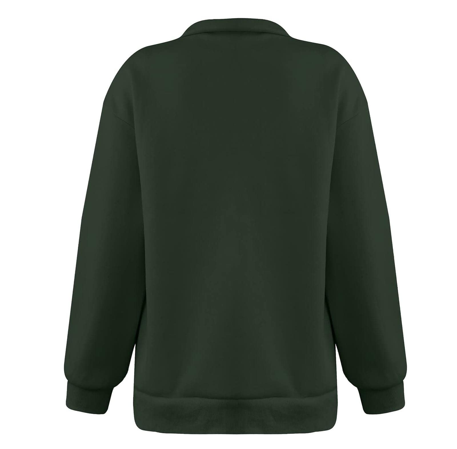 Wirziis Womens Oversized Sweatshirt Long Sleeve Solid Pullover Quarter Zip Sweater Top Teen Girls Christmas Fall Y2K Clothes, A03_green, 3X-Large