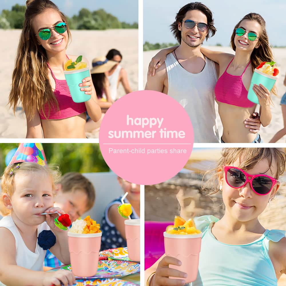 Slushie Maker Cup, 500ml Big Magic Quick Frozen Smoothies Cup Cooling Cup Double Layer Squeeze Cup Slushy Maker, Homemade Ice Cream Maker DIY it for Children and Family