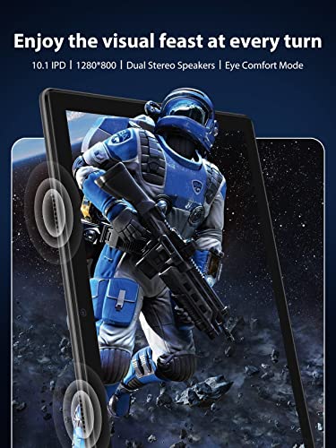 YUMKEM 10 inch Octa Core Tablet, 4GB RAM 64GB Storage, Android Tablet with Keyboard and Tablet Case, 10.1” IPS HD Display, Android OS, 6000 mAh Battery, Bluetooth, 5G Wi-Fi, GPS, FM, Dark Grey