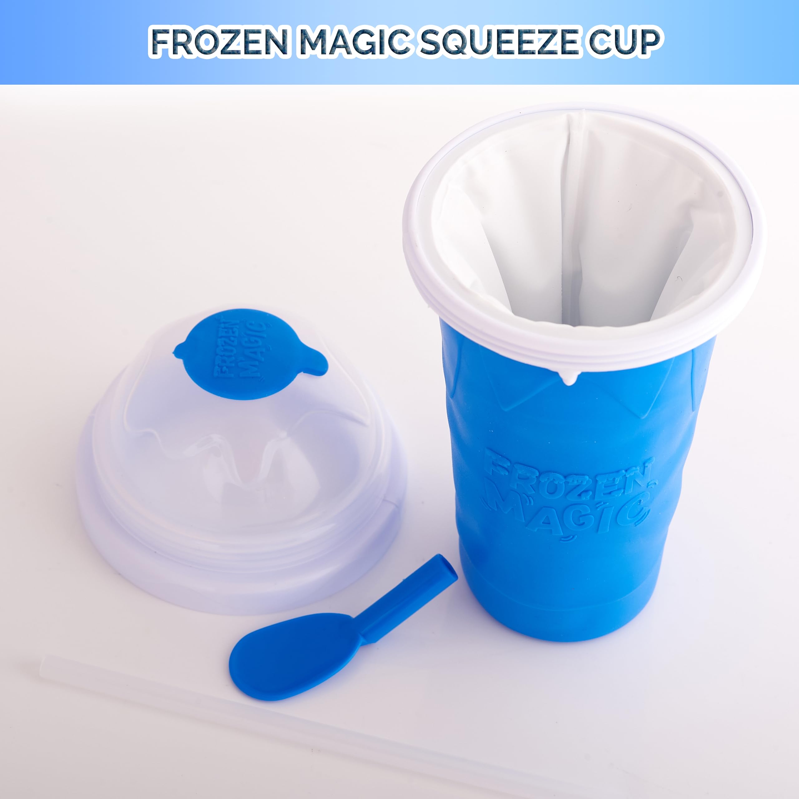 Slushie Maker Cup - Quick Frozen Magic slushy Cup, Double Layers Slushie Cup, DIY Homemade Squeeze Icy Cup, Fast Cooling Make And Serve Slushy Cup For Milk Shake, Smoothies, Slushies (Blue)