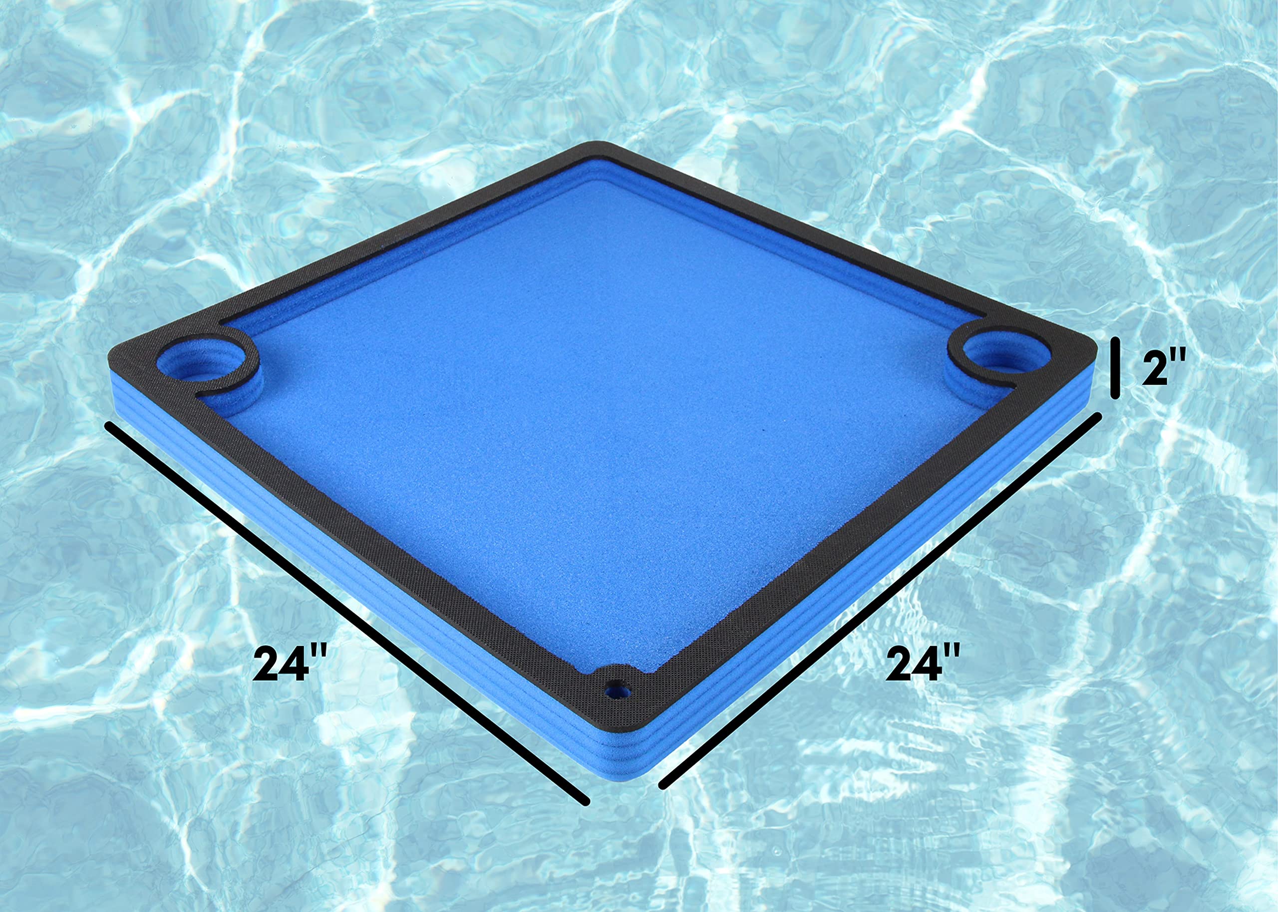 Polar Whale Floating Breakfast Table Serving Buffet Blue and Black Tray Drink Holders for Swimming Pool or Beach Party Float Lounge Refreshment Durable Foam UV Resistant with Cup Holders 24 Inches