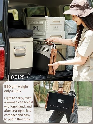 Naturehike Charcoal Grills Portable Charcoal Grill BBQ Grill Small Folding Tabletop Grill Mini Stainless Steel Outdoor Cooking Propane Grill Camping Beach Traveling Picnic Backyard (Gray)