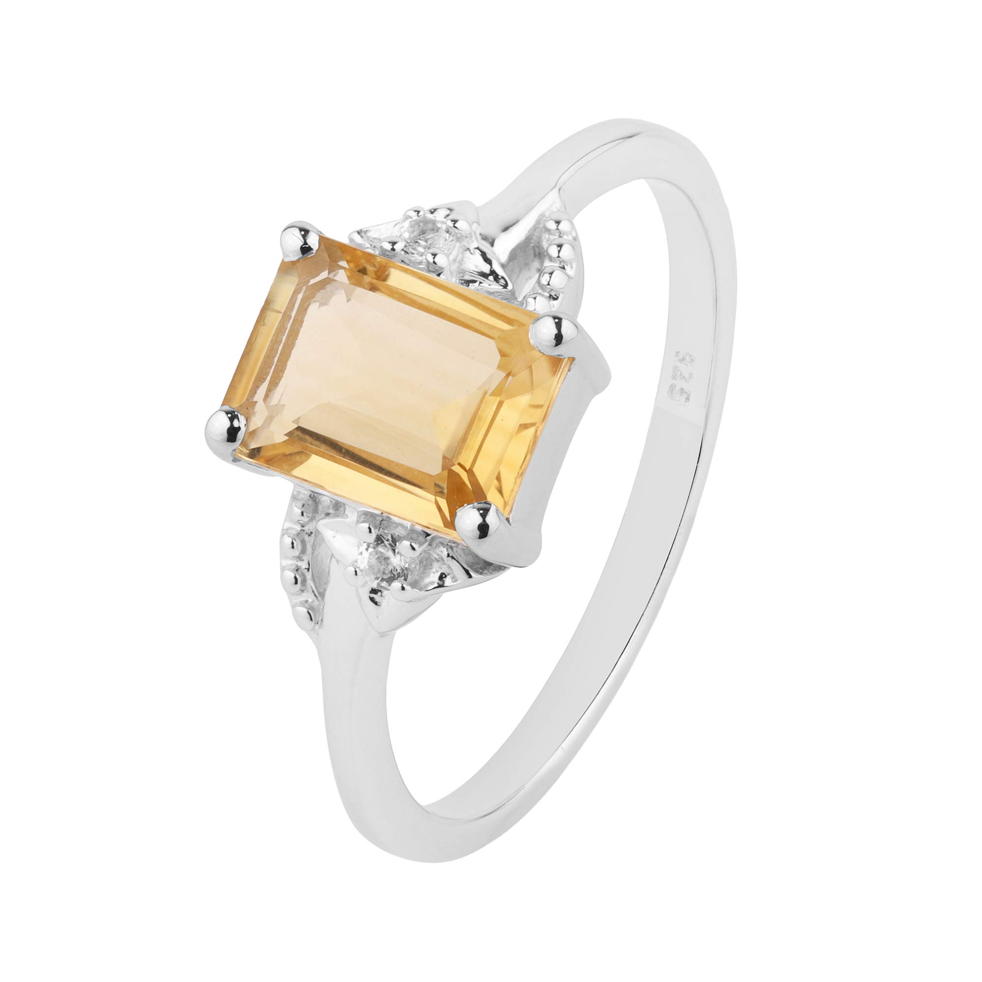 ShahGems 1.8cttw Citrine 925 Sterling Silver Rings for Women Natural Birthstone Gemstone Jewelry Gift Size US 6
